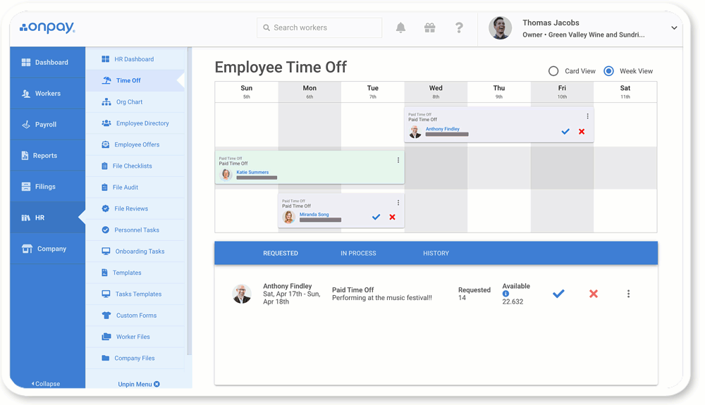 Simple PTO Tracker: Manage Vacation Leave and Time Off | OnPay
